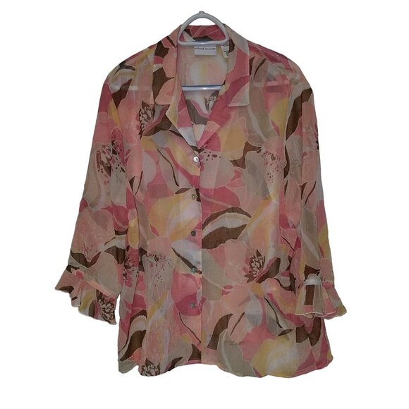 Alfred Dunner | Tops | Alfred Dunner Ruffled Floral Blouse Pink Floral ...